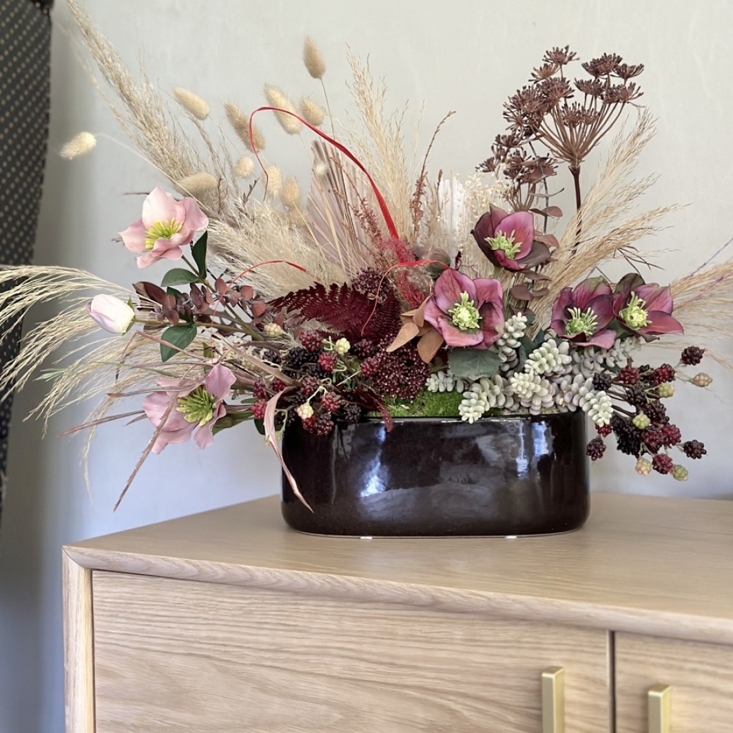 Dirbtinių gėlių dėžutė GĖLIŲ PIEVA | Gėlėta kompozicijos